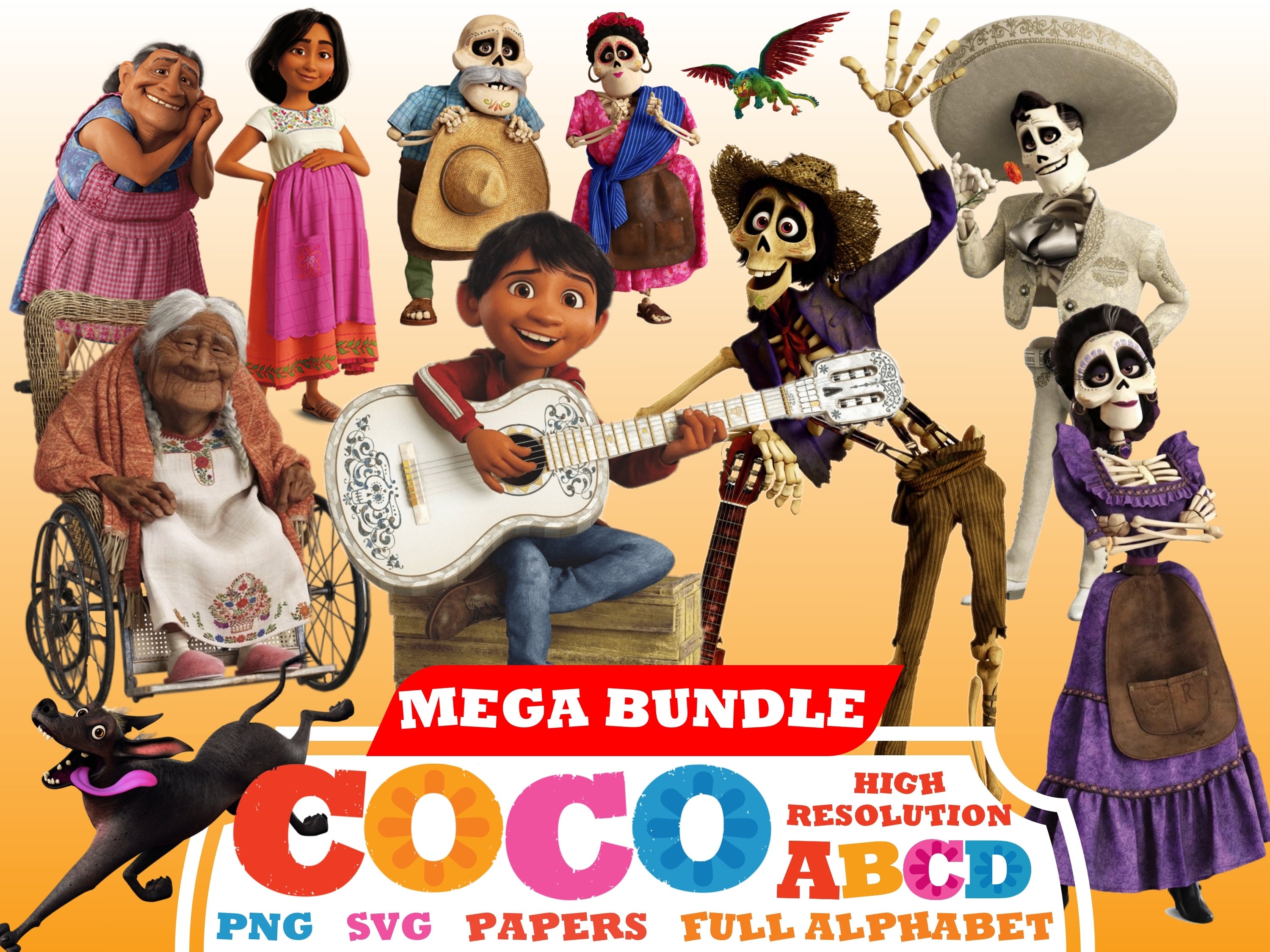 Coco Cliparts Mega Bundle, Coco Sublimation Bundle, Coco Cartoon Movie ...