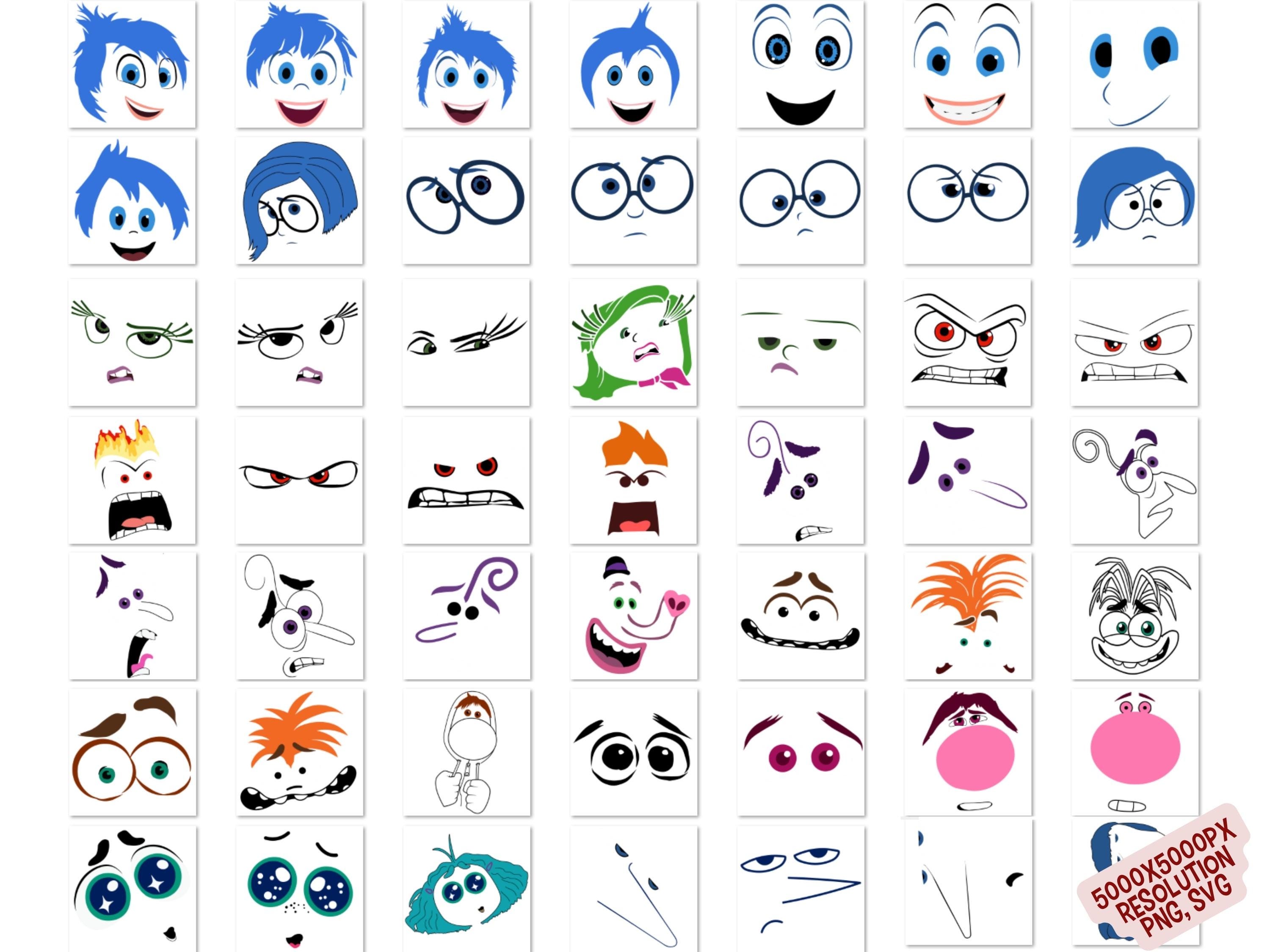 Inside Out Faces SVG Cliparts Bundle, Inside Out 2 Tshirt Design ...
