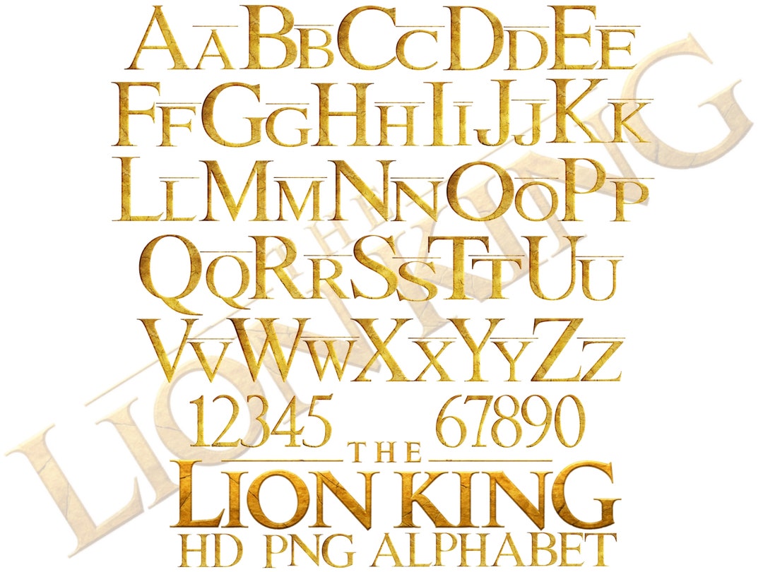 The Lion King Alphabet Letters PNG Cliparts Bundle, the Lion King PNG ...