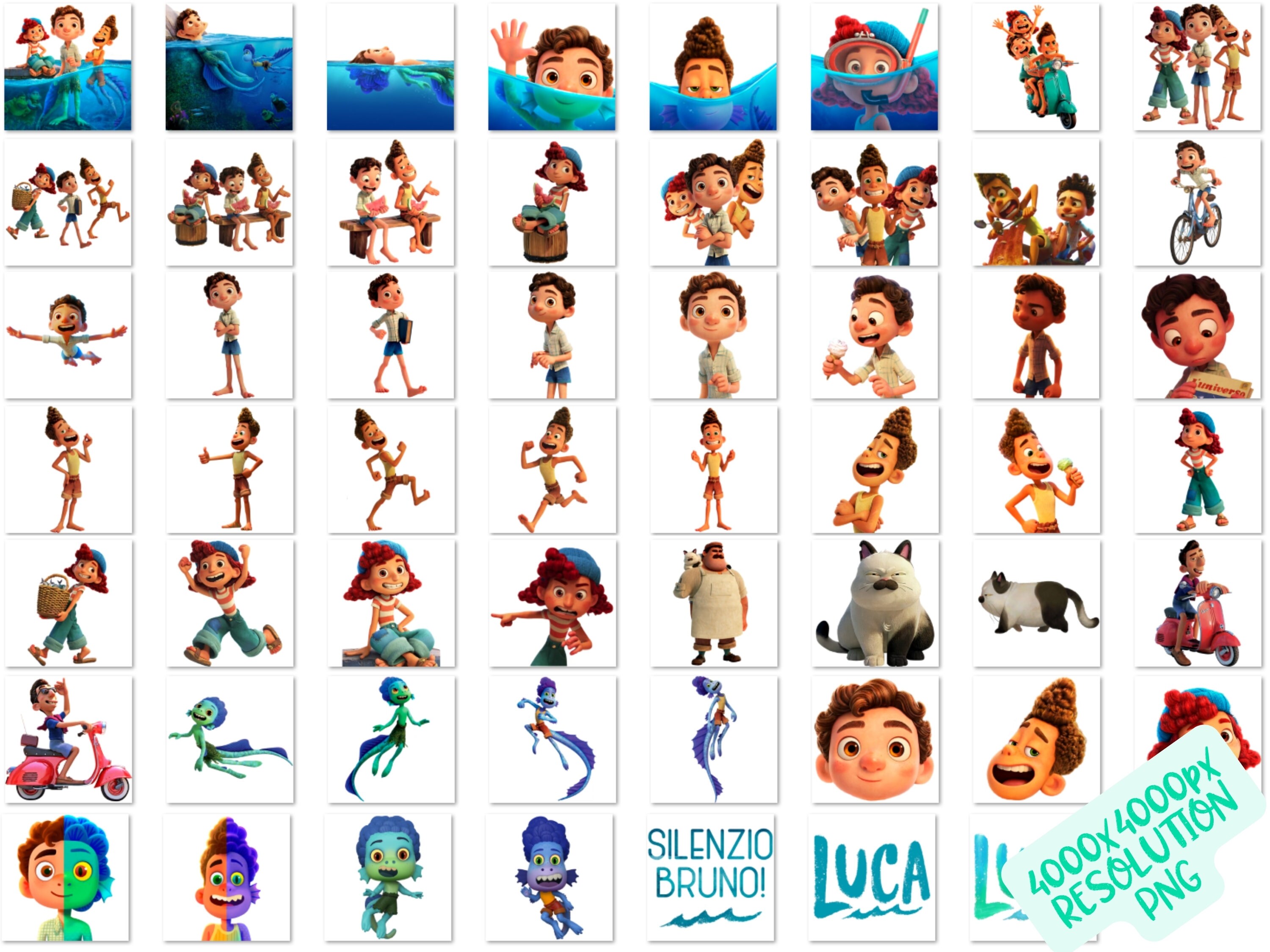 Luca PNG Cliparts Bundle, Luca Disney Sublimation Cliaprts Collection ...