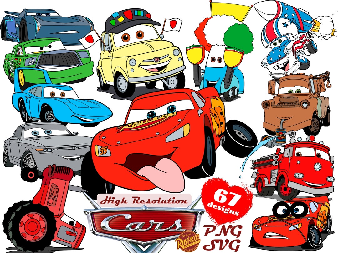 Cars SVG Cliparts Bundle, Cars SVG Cartoon Cliparts, Cars Sublimation ...