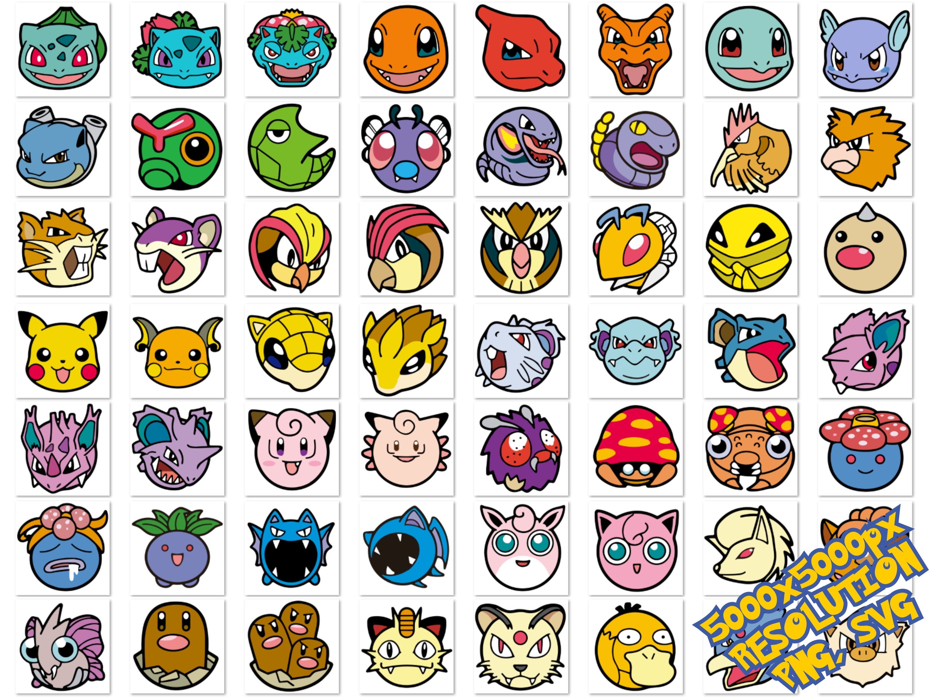 Pokemon I Generation SVG Cliparts Bundle, Pokemon SVG Cartoon ...