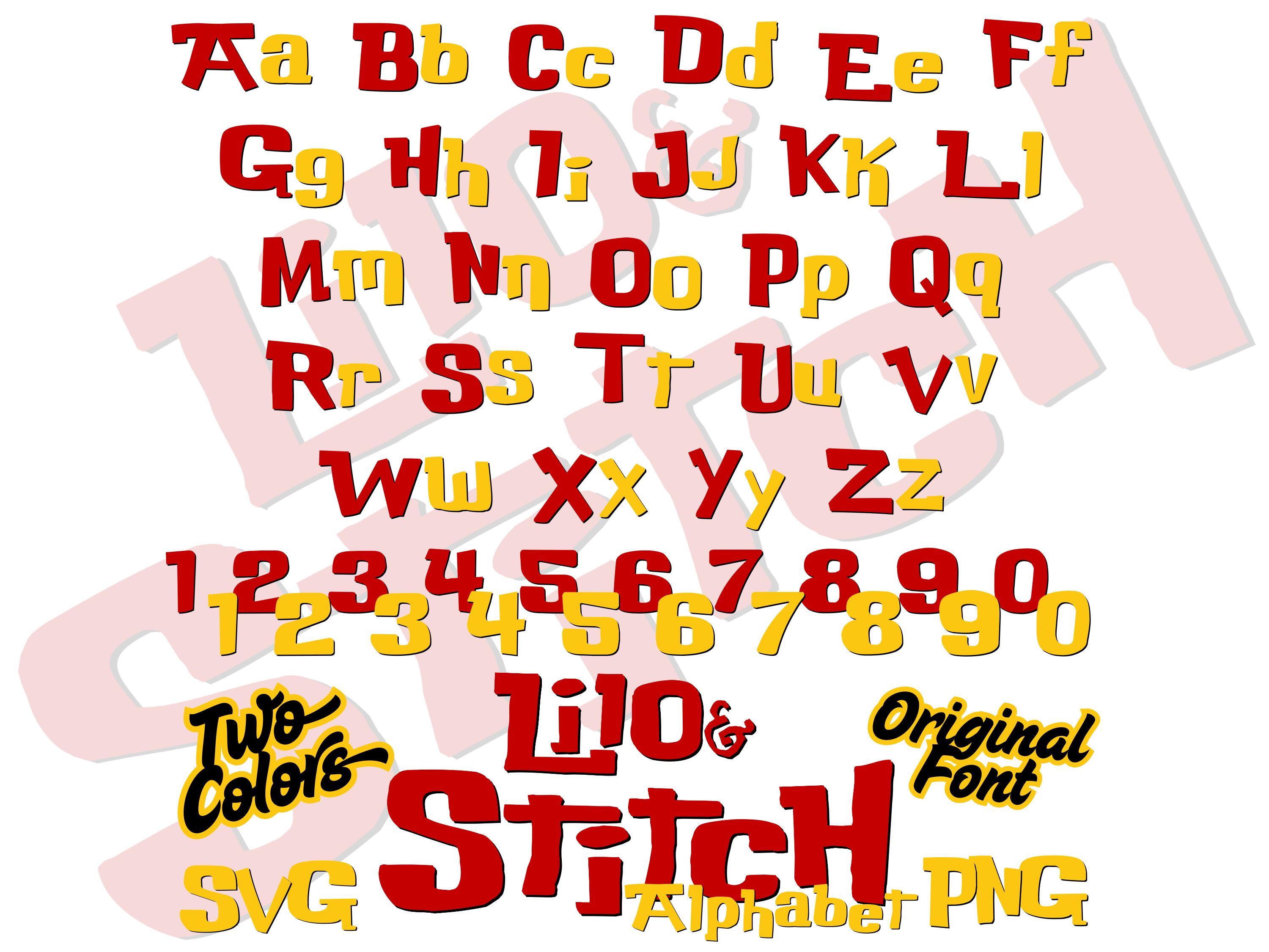Lilo and Stitch Alphabet Font Bundle, Lilo and Stitch Sublimation ...