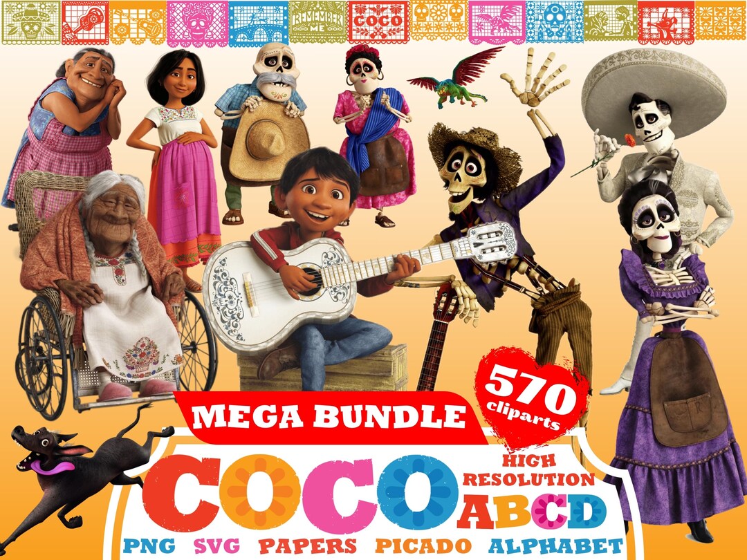 Coco Cliparts Mega Bundle, Coco Sublimation Bundle, Coco Cartoon Movie ...