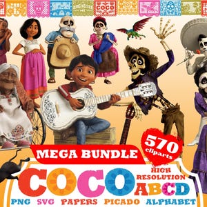 Coco Cliparts Mega Bundle, Coco Sublimation Bundle, Coco Cartoon Movie ...