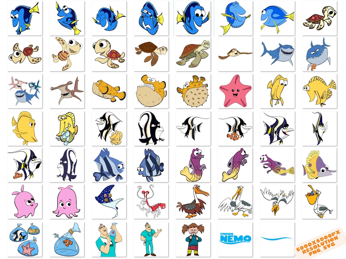 Finding Nemo SVG Cliparts Bundle, Finding Nemo Sublimation Bundle ...