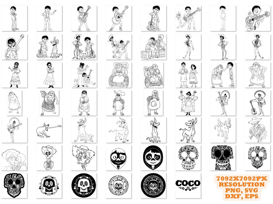 Coco SVG Png Dxf Eps Clipart Bundle, Coco SVG Cartoon Cliparts, Coco ...