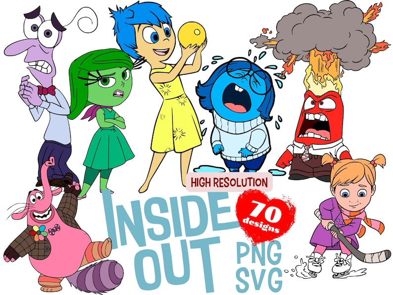 Inside Out SVG Png Cliparts Bundle, Inside Out SVG Cartoon Sublimation Cliparts, Inside Out ...