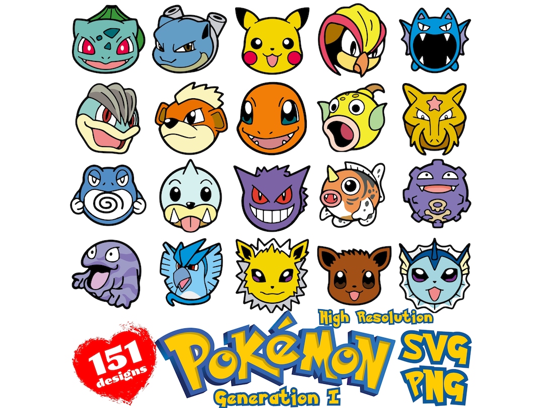 Pokemon I Generation SVG Cliparts Bundle, Pokemon SVG Cartoon ...