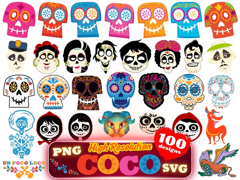 Coco SVG Icons Cliparts Bundle, Coco Sublimation Bundle, Coco Cartoon ...