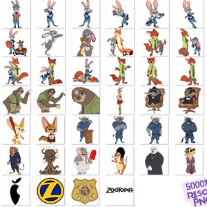 Zootopia SVG Png Cliparts Bundle, Zootopia SVG Cartoon Sublimation ...