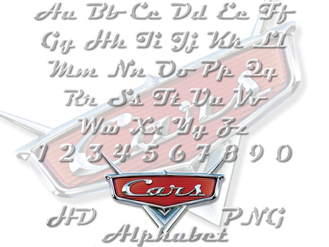 Cars Original Alphabet Font PNG, Cars PNG Cartoon Cliparts, Cars ...