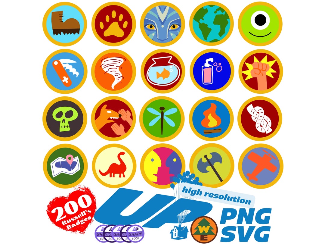 Up Russel's Badges Cliparts Bundle, up Wilderness Explorer Cartoon ...