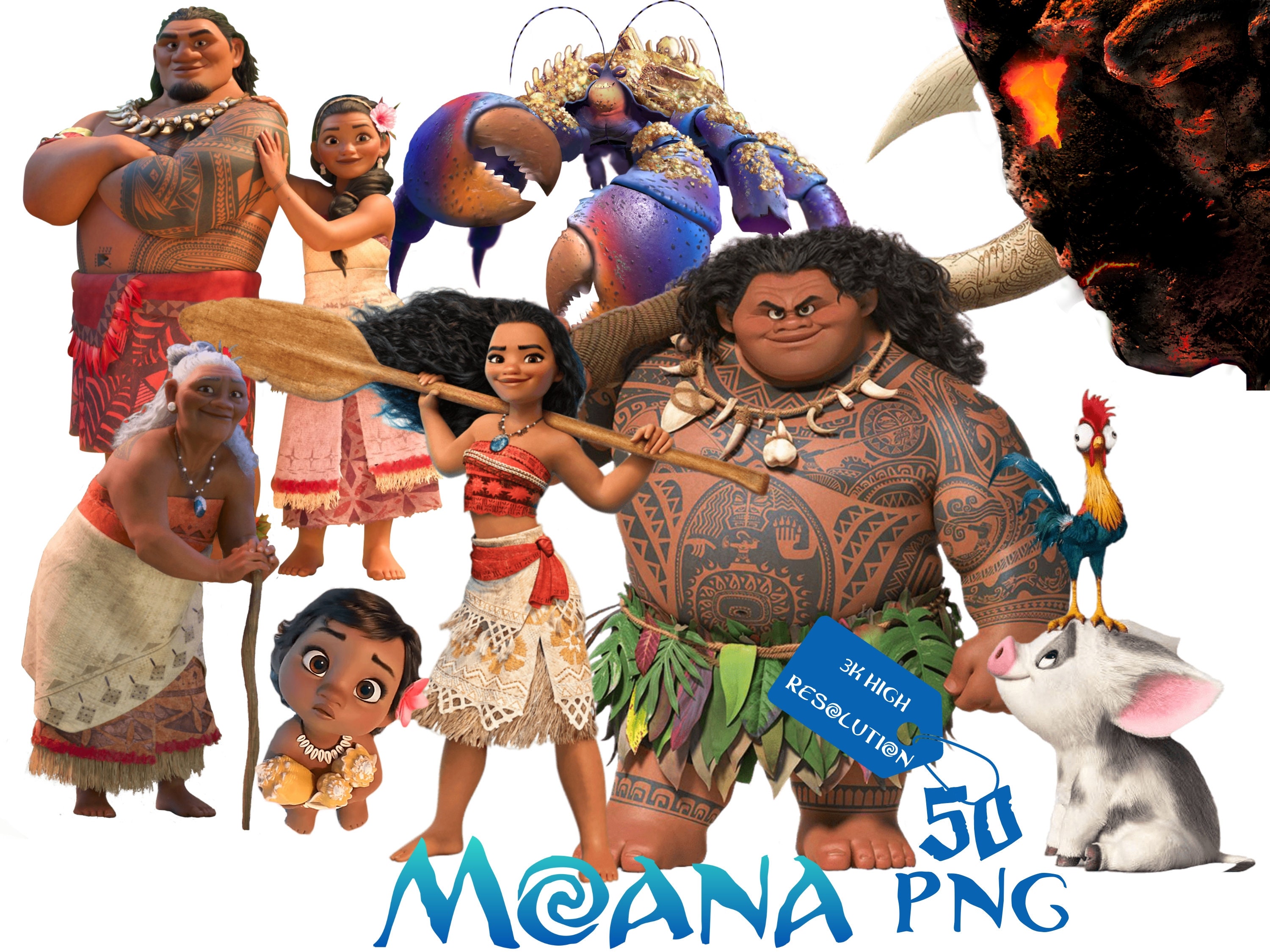 Moana PNG Cliparts Bundle, Moana PNG Cartoon Cliparts for Sublimation ...