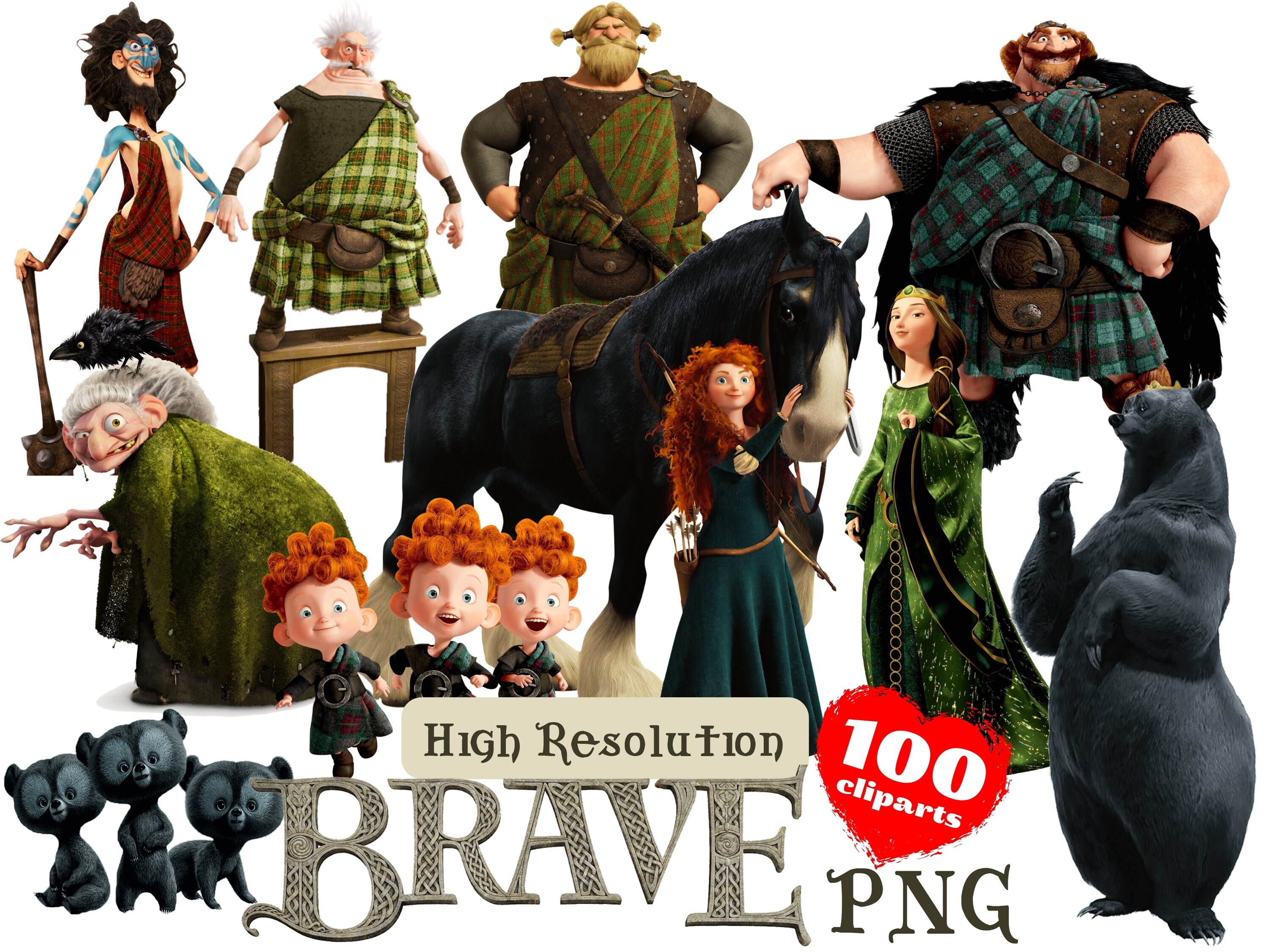 Brave PNG Cliparts Bundle, Merida Sublimation Cliaprts Collection ...