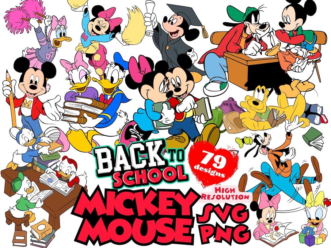 Mickey Mouse & Friends Back to School SVG Bundle, Mickey Mouse Back to ...