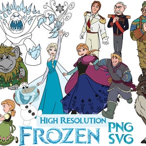 Frozen SVG Cliparts Bundle, Frozen Svg Cartoon Cliparts for Sublimation ...
