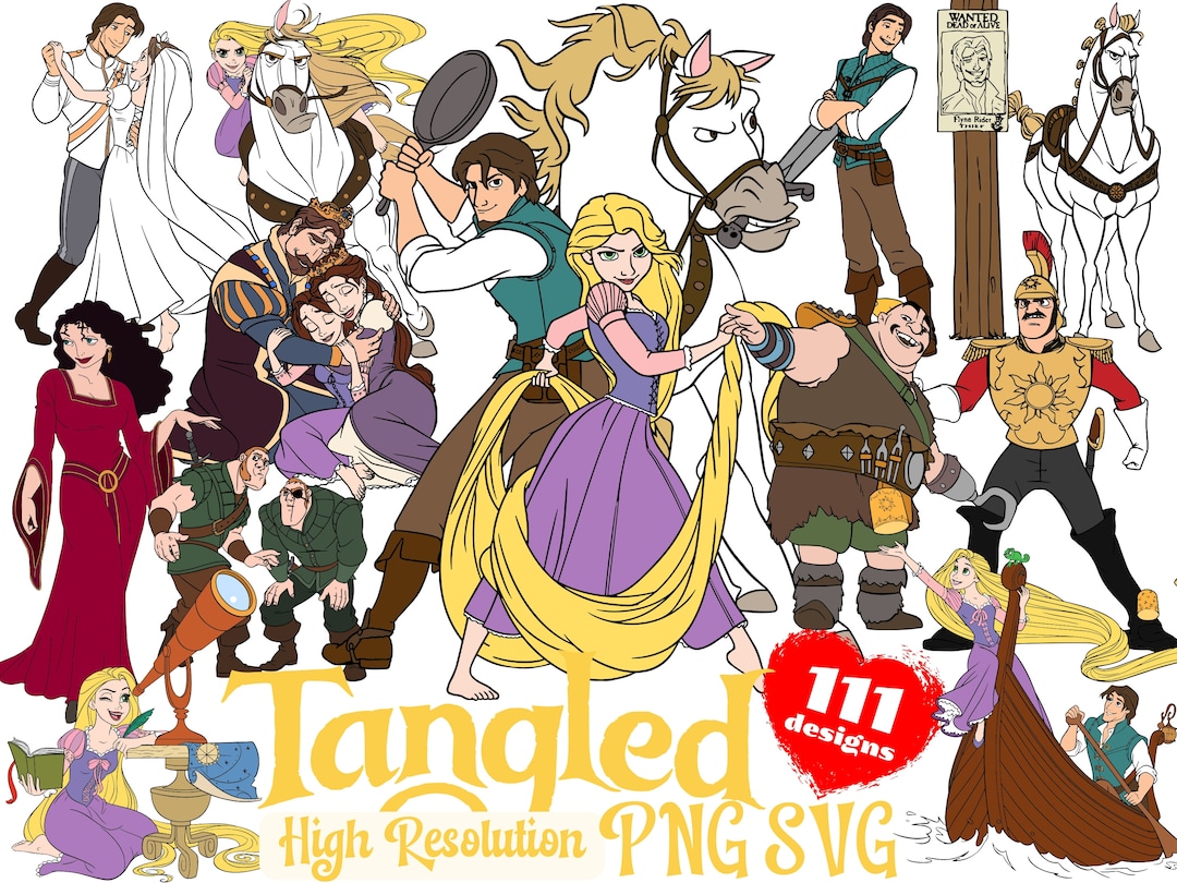 Tangled SVG Cliparts Bundle, Tangled Rapunzel Sublimation Cliaprts ...