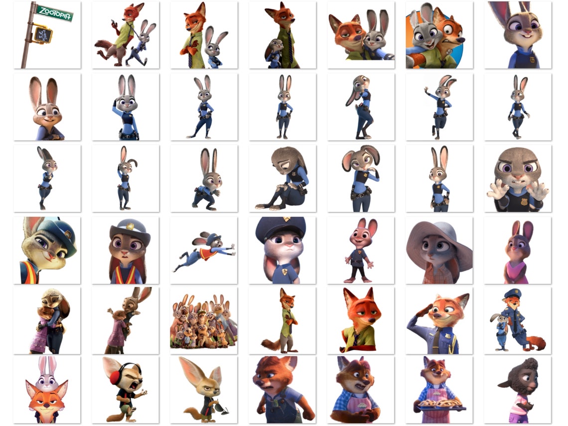 Zootopia PNG Cliparts Bundle, Zootopia PNG Cartoon Sublimation Cliparts ...