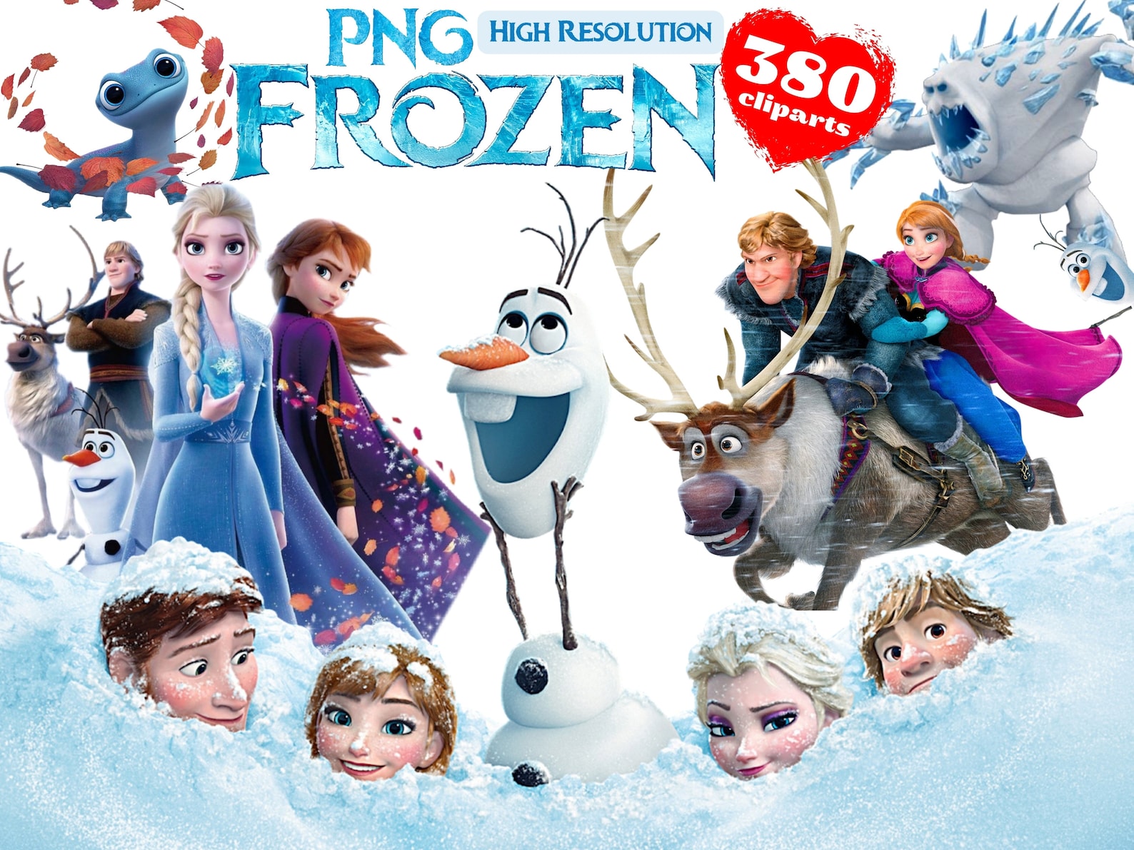 Bundle de cliparts La Reine des neiges PNG, Cliparts de dessins animés ...