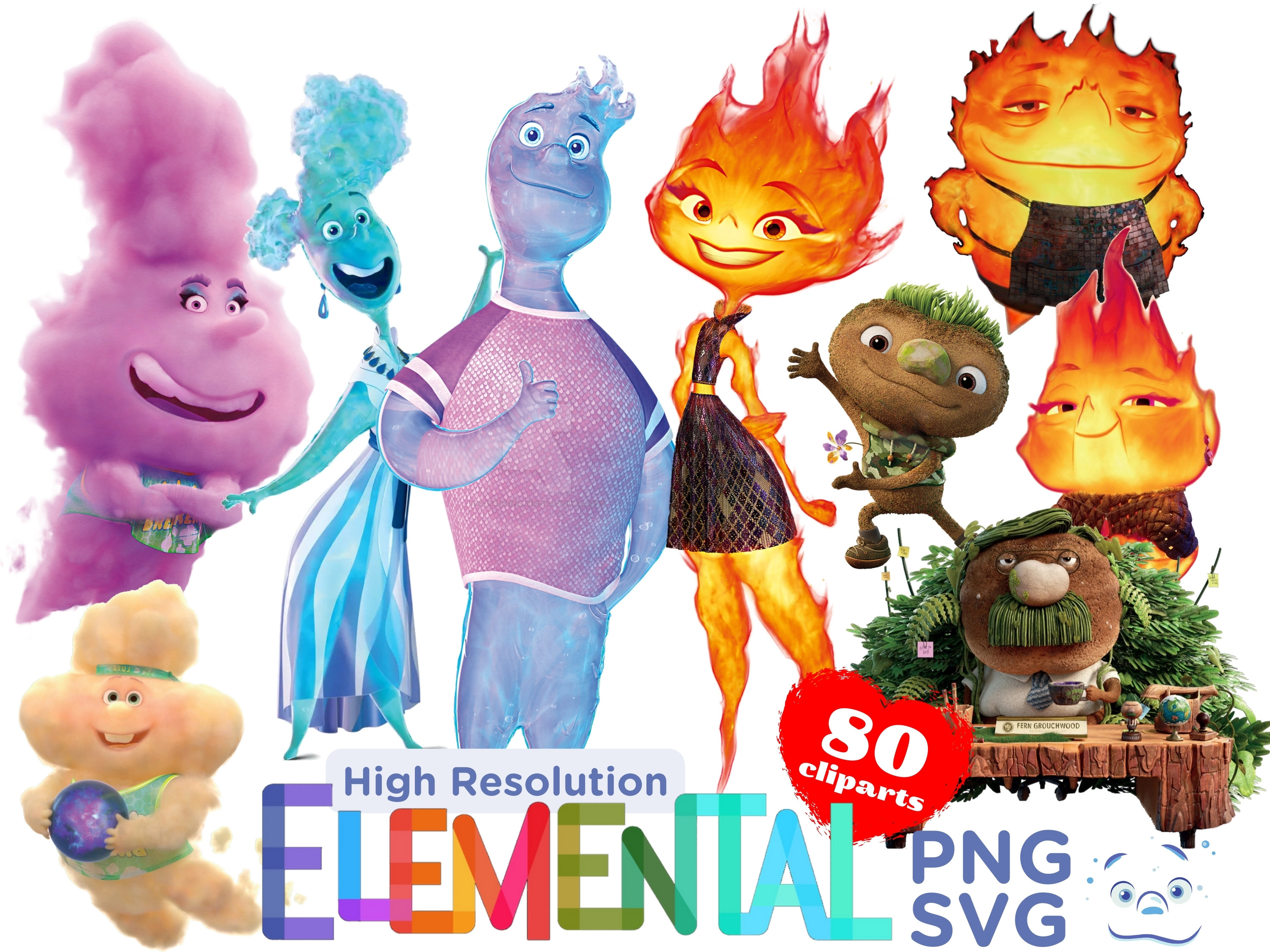 Elemental PNG and SVG Cliparts Bundle, Elemental Sublimation Cliaprts ...