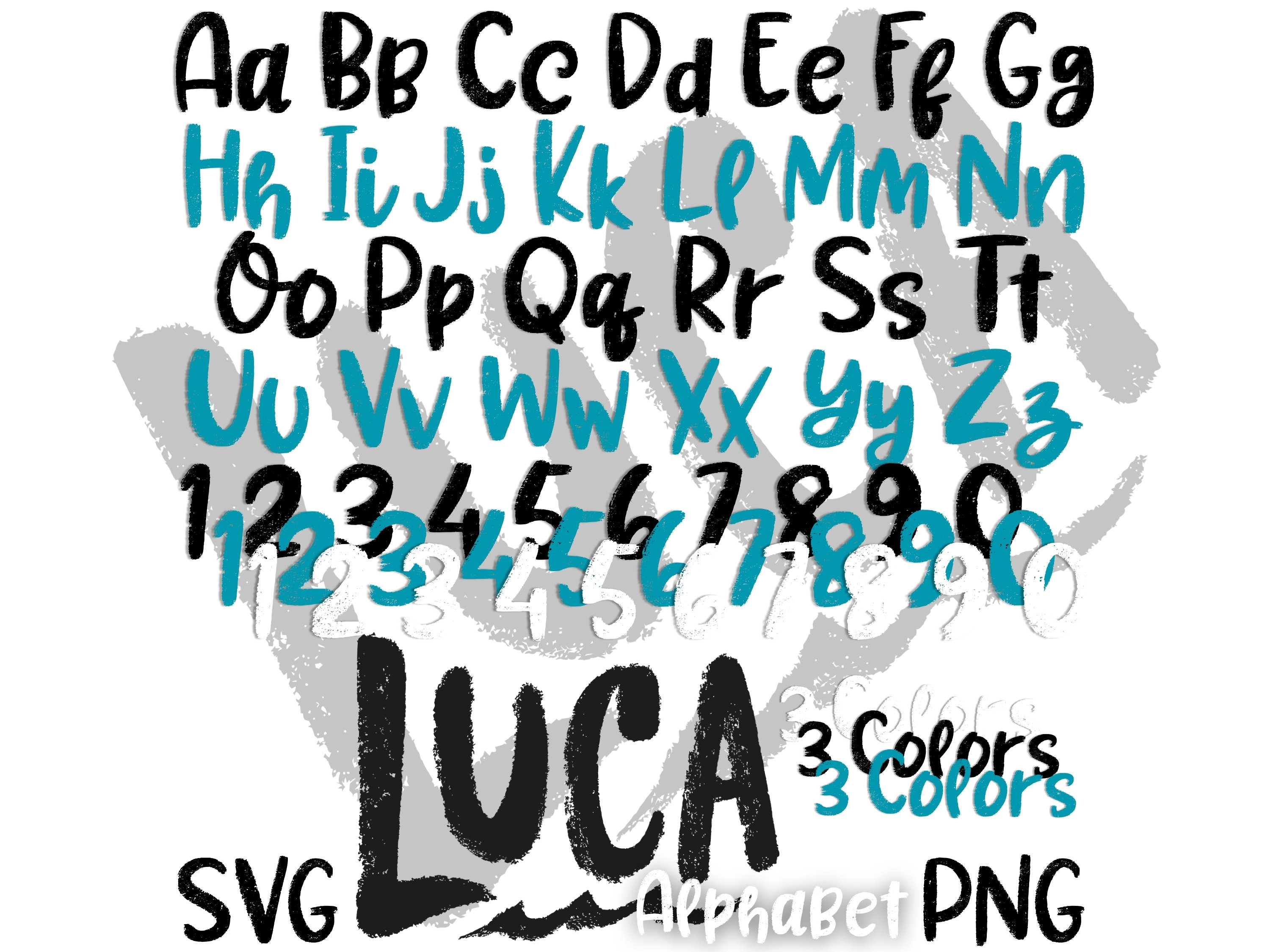 Luca PNG and SVG Alphabet Cliparts Bundle, Luca Font Letters Numbers ...