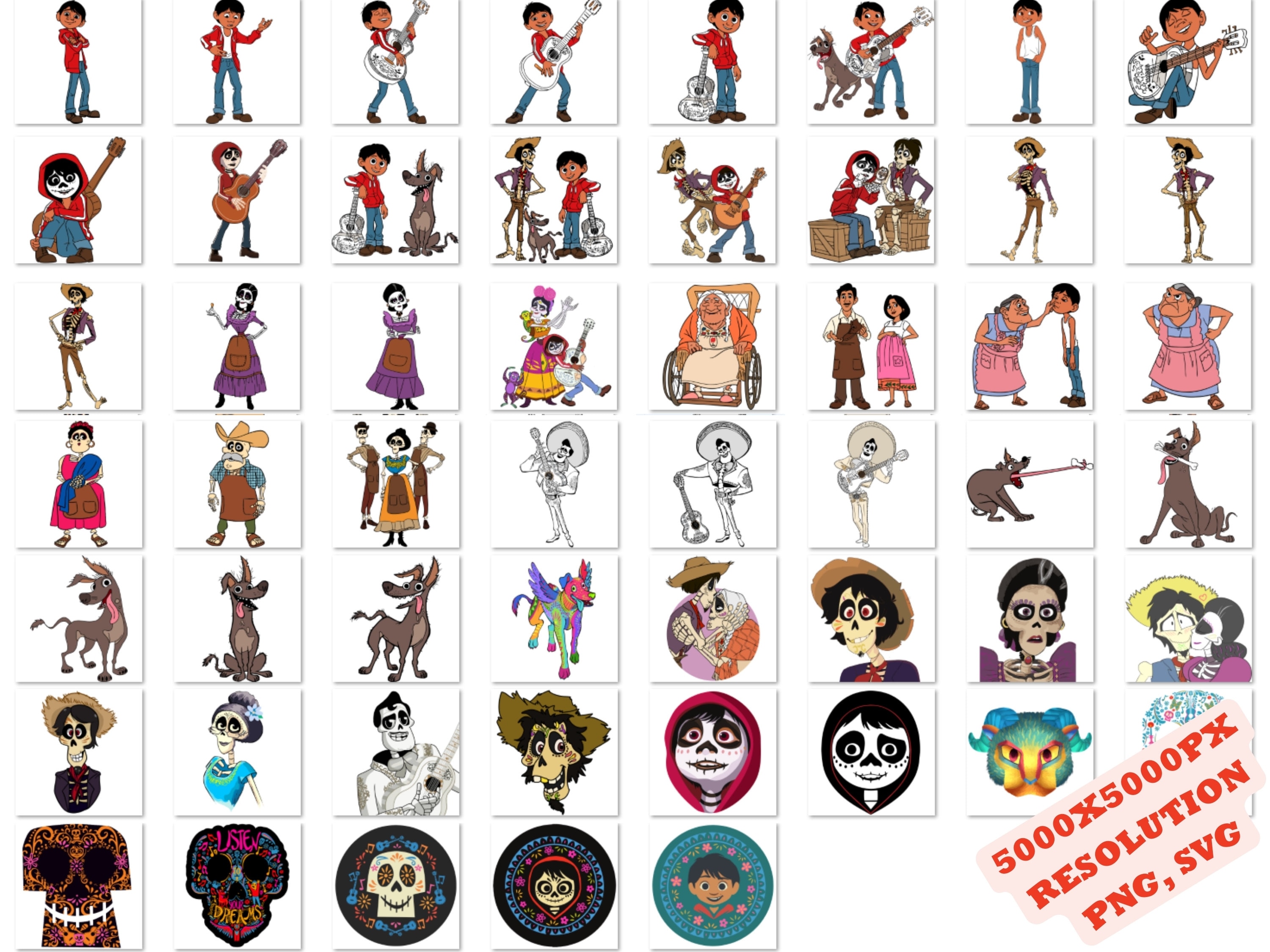 Coco Cliparts Mega Bundle, Coco Sublimation Bundle, Coco Cartoon Movie ...