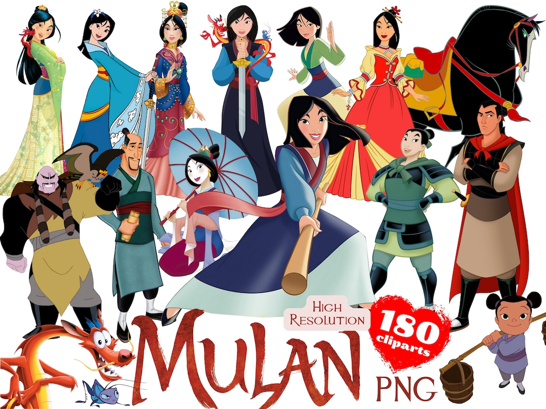 Mulan PNG Cliparts Bundle, Mulan PNG Cartoon Cliparts for Sublimation ...