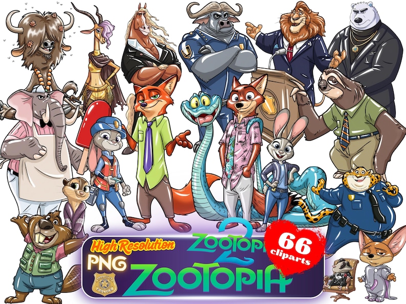 Zootopia PNG Cliparts Bundle, Zootopia PNG Cartoon Sublimation Cliparts ...