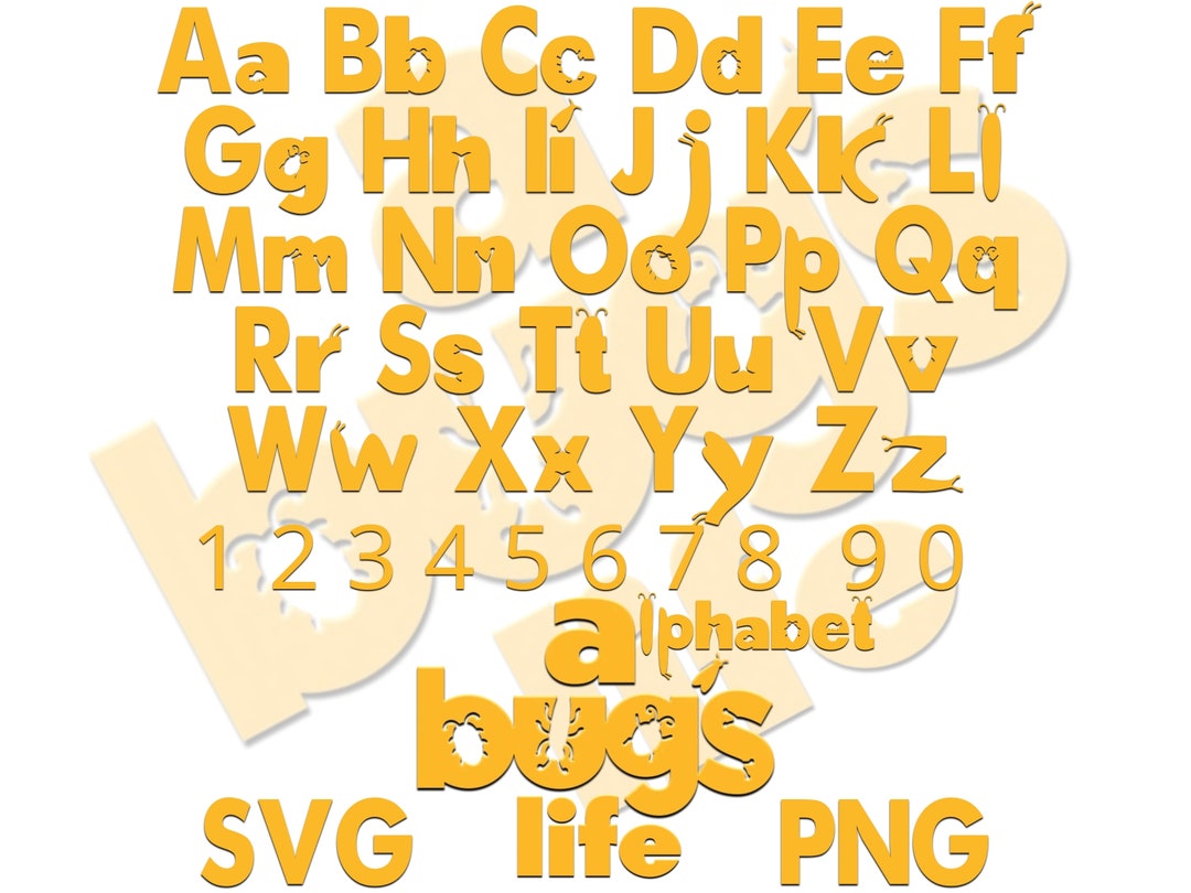 A Bug's Life Alphabet Font Bundle, A Bug's Life Sublimation Bundle, A ...