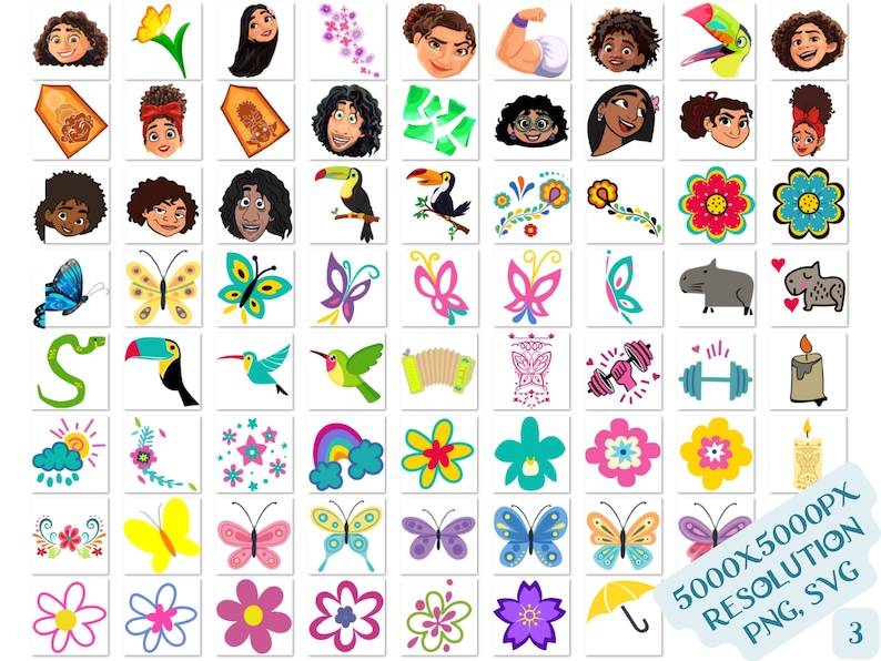 Encanto SVG Icons Bundle, Encanto Sublimation Cliaprts Collection ...