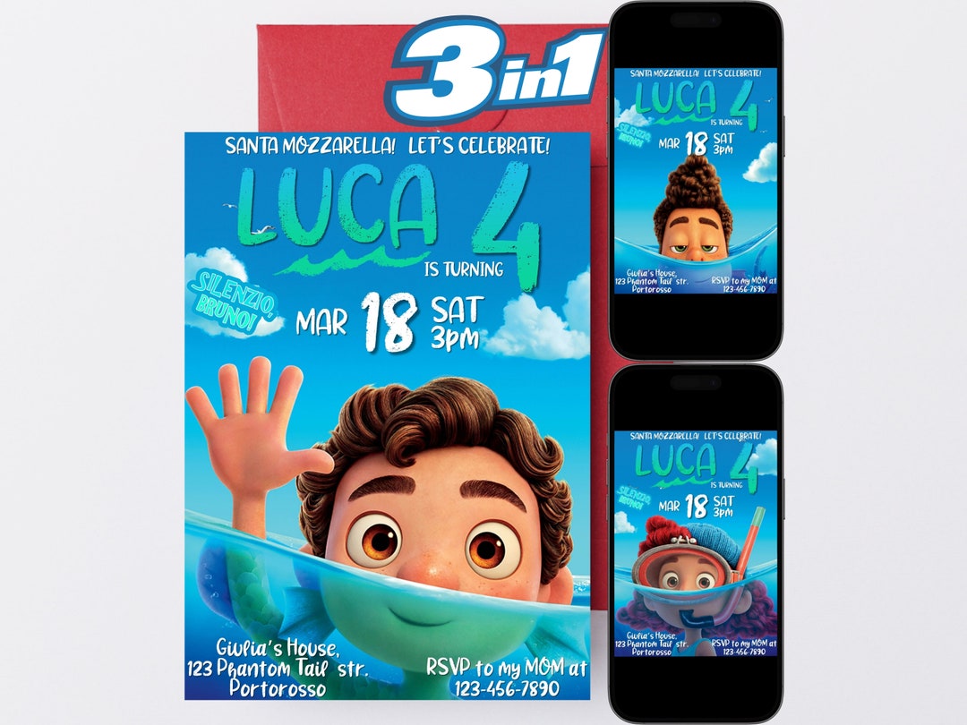 Personalized Custom Editable LUCA Birthday Invitation Template, Luca ...