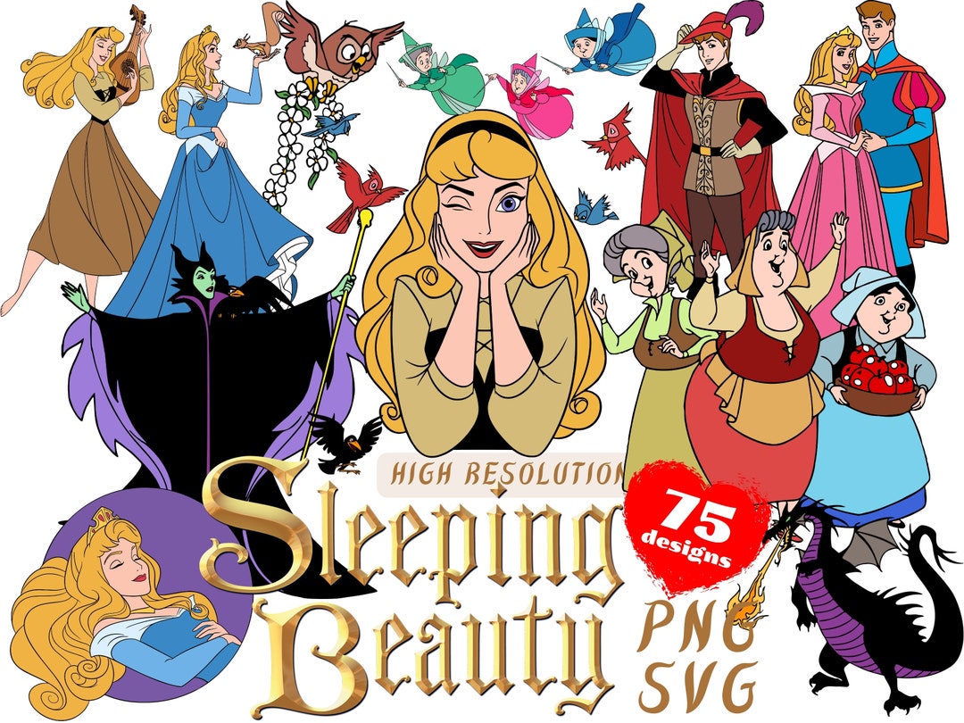 Sleeping Beauty SVG Cliparts Bundle, Sleeping Beauty Aurora SVG Cartoon ...