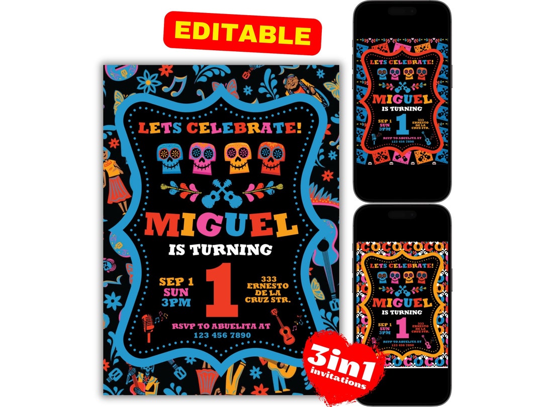 Editable Personalized Custom COCO Birthday Invitation Template, Coco ...