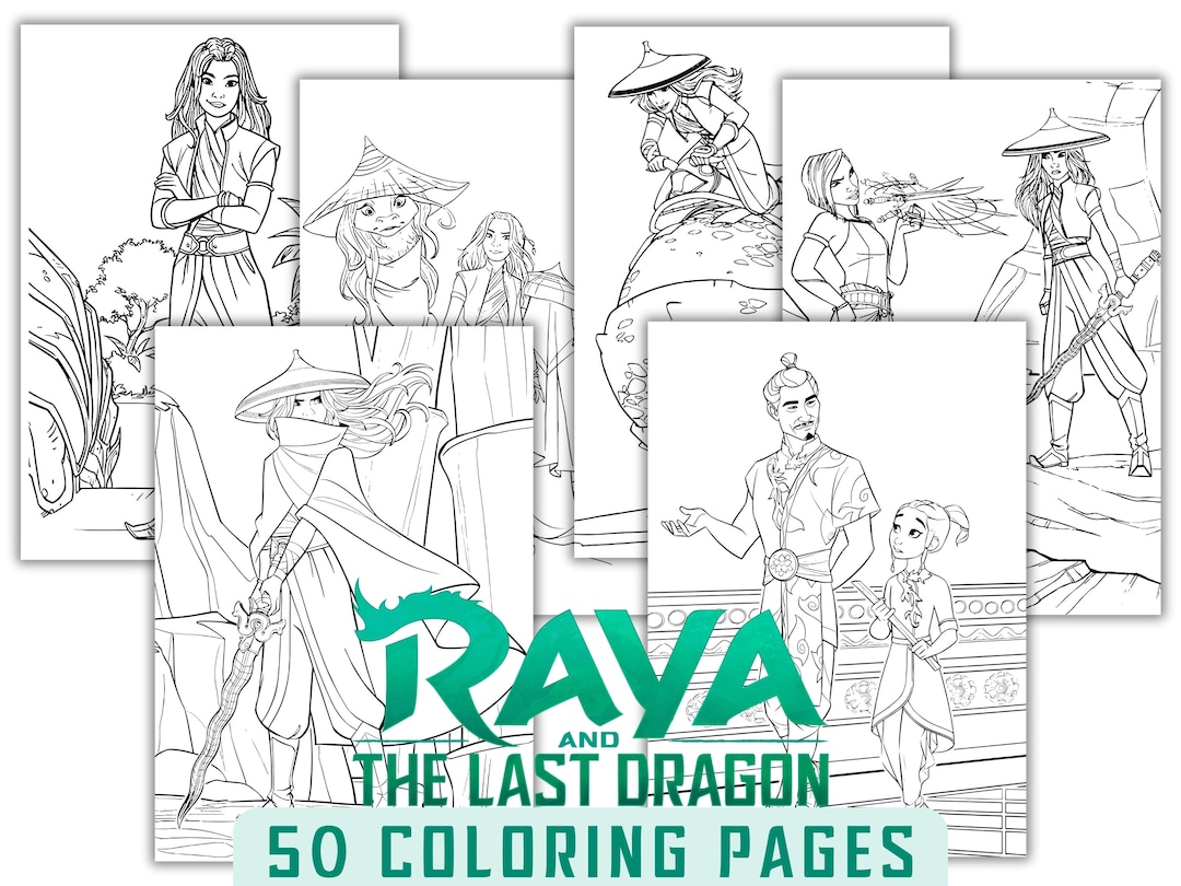 Raya and the Last Dagon Coloring Pages Bundle, Raya Sisu Cliparts Kids ...