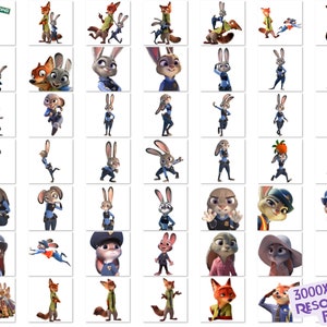Zootopia PNG Cliparts Bundle, Zootopia PNG Cartoon Sublimation Cliparts ...