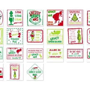 Grinch Square SVG Stamps Seals Cliparts Bundle, Grinch Express Delivery ...