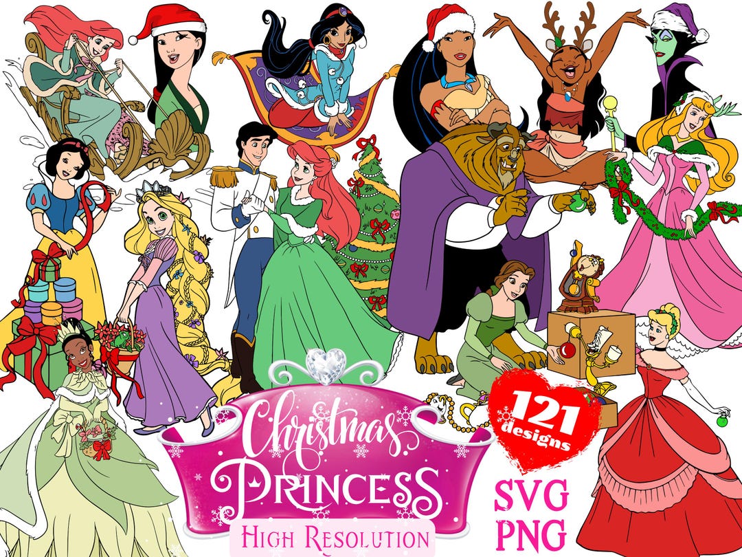 Princesses SVG Cliparts Bundle, Princesses PNG Cartoon Sublimation ...