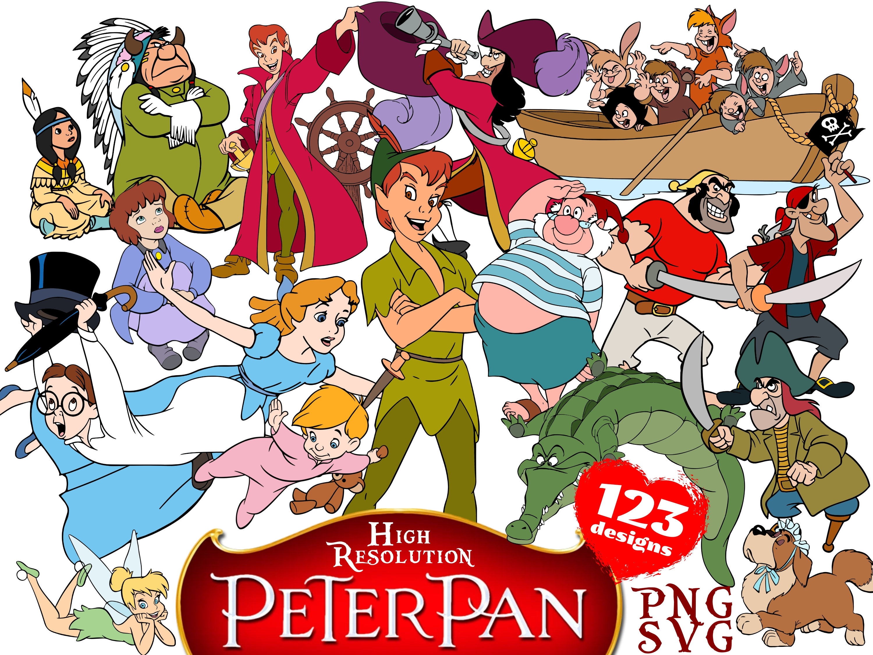 Peter Pan SVG Cliparts Bundle, Peter Pan Sublimation Bundle, Peter Pan ...