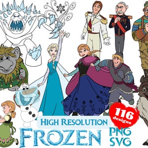 Frozen SVG Cliparts Bundle, Frozen Svg Cartoon Cliparts for Sublimation ...
