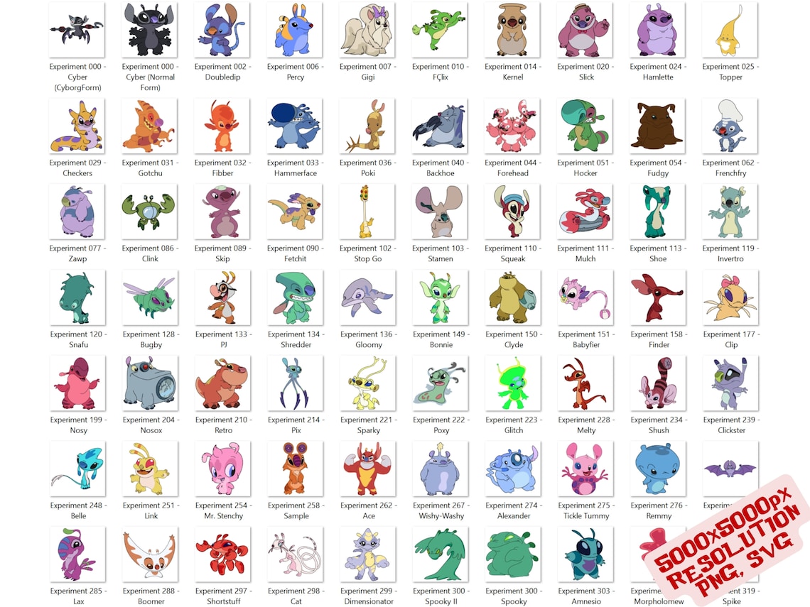 Leroy & Stitch Experiments SVG Png Cliparts Bundle, Lilo and Stitch SVG ...