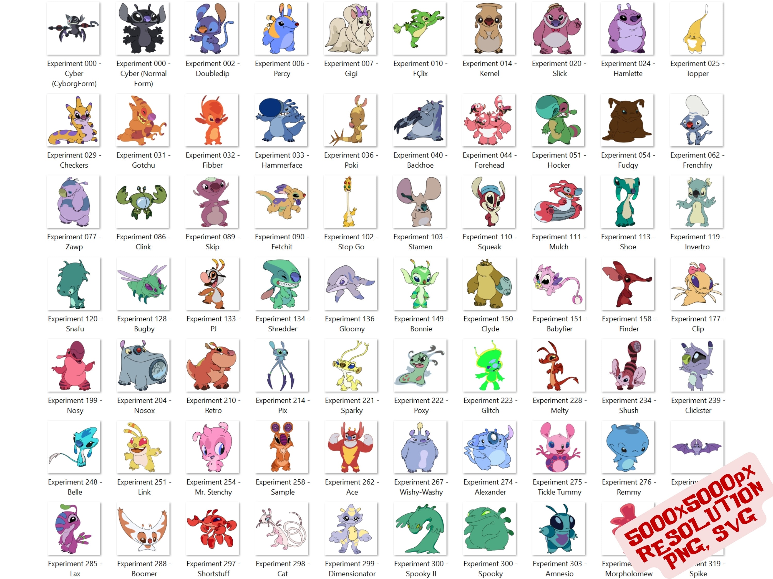 Leroy & Stitch Experiments SVG Png Cliparts Bundle, Lilo and Stitch SVG ...