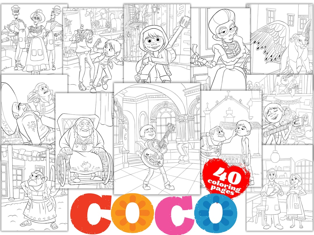 Coco Coloring Book, Coco Characters Birthday Coloring Book, Coco ...