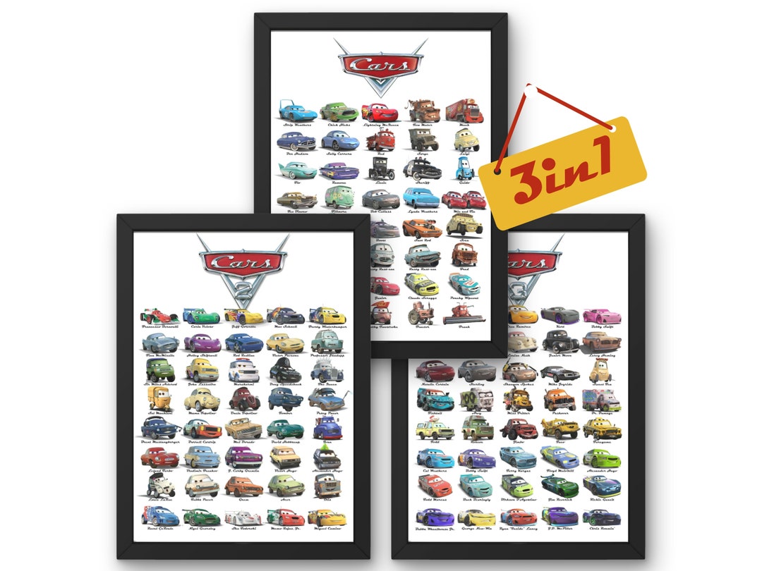Cars Disney Set of 3 Wall Art Posters Cars JPG Digital - Etsy