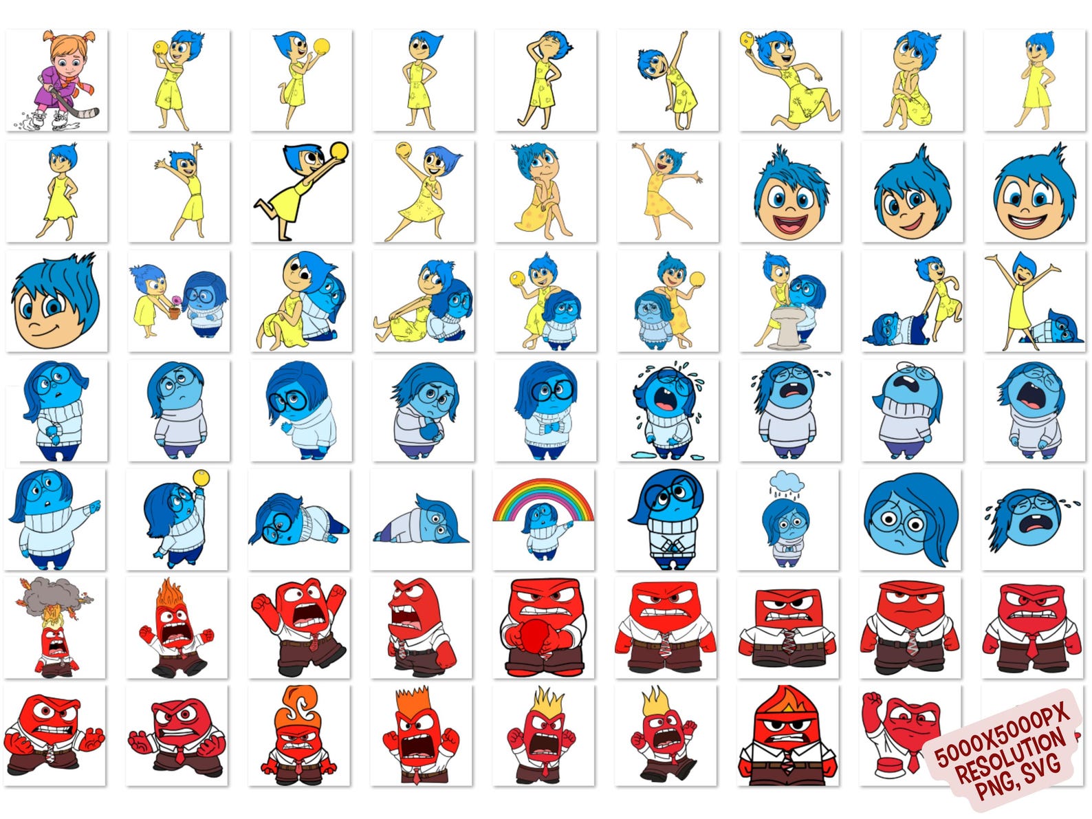Inside Out SVG Png Cliparts Bundle, Inside Out SVG Cartoon Sublimation ...