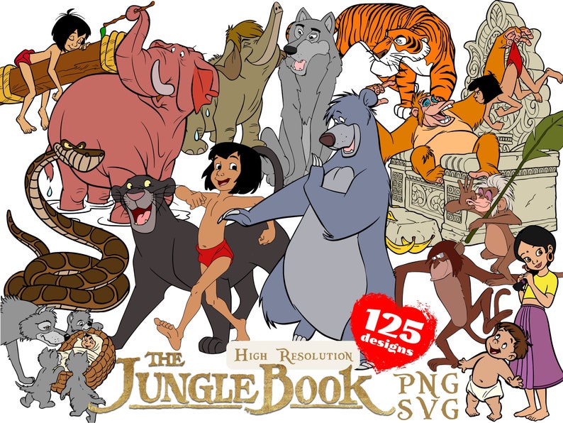 The Jungle Book SVG & PNG Cliparts Bundle, Jungle Book Sublimation ...