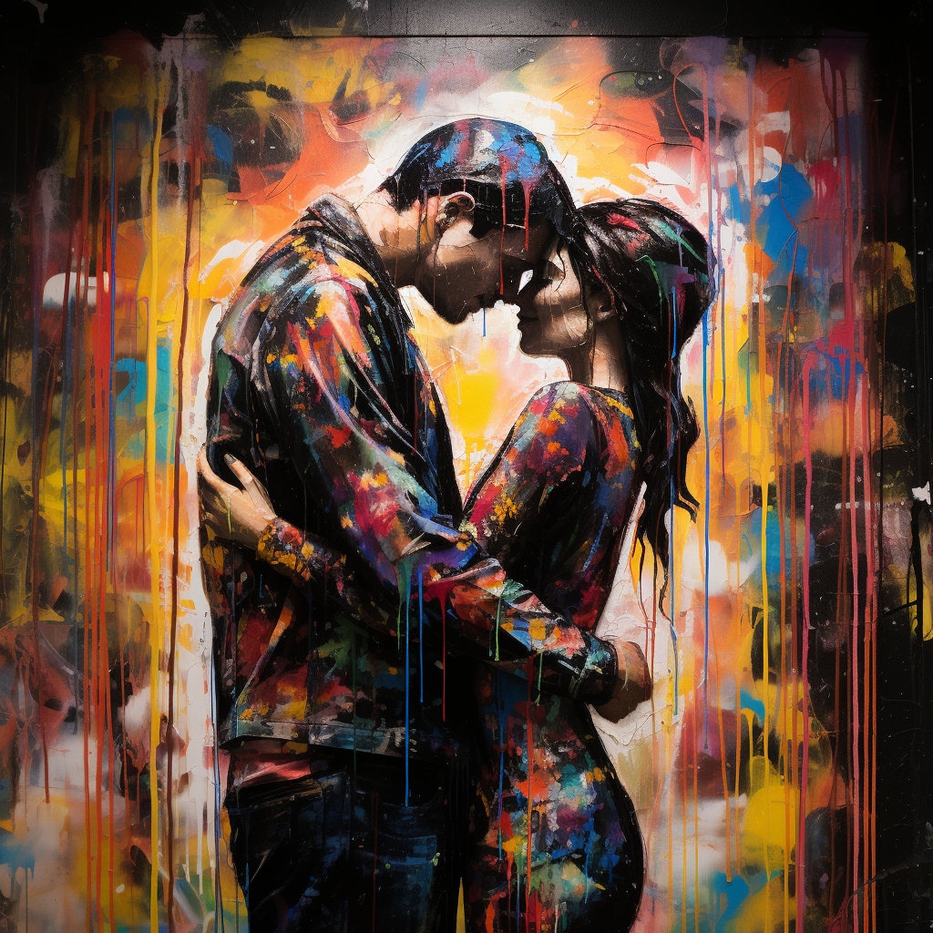 Urban Romance: Graffiti Couple Digital Frame, Love in Colors, Urban ...