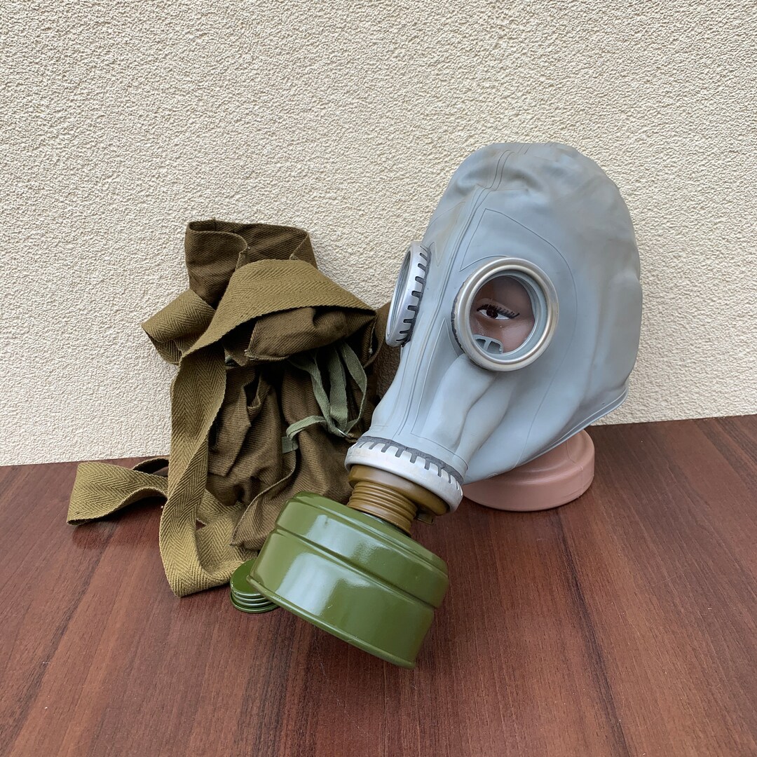 Vintage 1980s Soviet GAS MASK, Ussr Military Gray Gas Mask GP-5 With Filter and Original Bag ...
