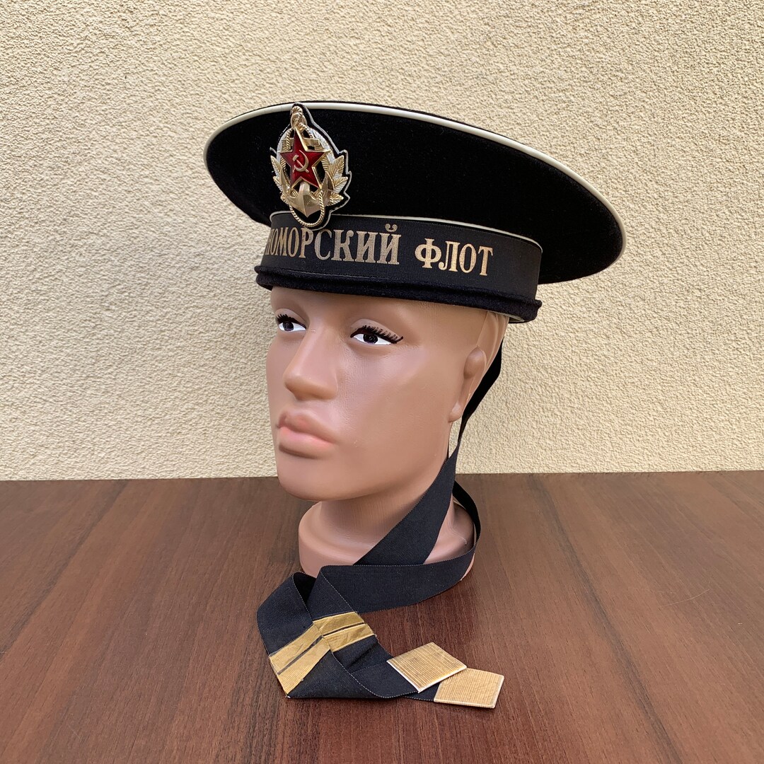 Vintage 1980s BEZKOZYRKA Soviet Navy Cap, Ussr Marine Sailor Cap ...