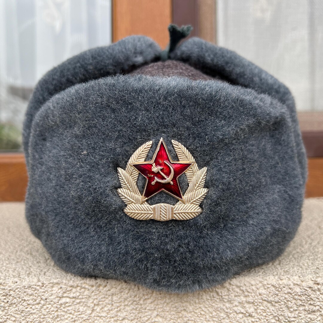 Vintage 1984, Soviet Ushanka Hat 1980s | Russian Military Winter Fur ...
